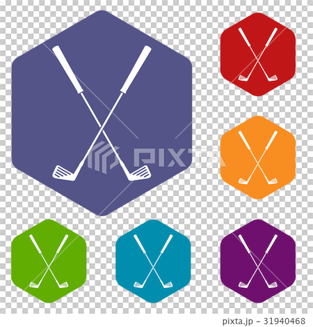 Two golf clubs icons set hexagon - Stock Illustration [31940468] - PIXTA