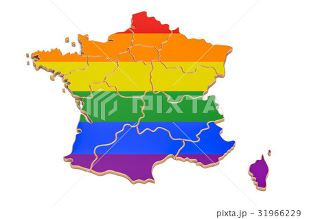 French map with LGBT flag, 3D renderingのイラスト素材 [31966229] - PIXTA