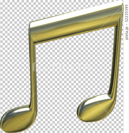 8th note clip with gold beam - Stock Illustration [32235395] - PIXTA