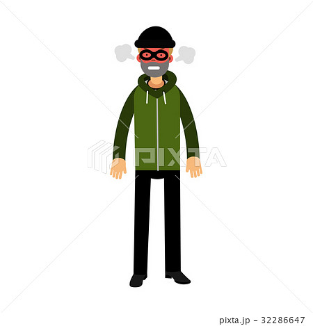 Angry robber character with red face under maskのイラスト素材 [32286647] - PIXTA