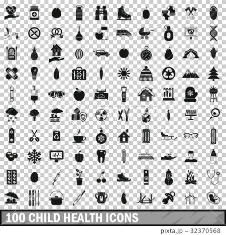 100 child health icons set, simple style - Stock Illustration [32370568 ...