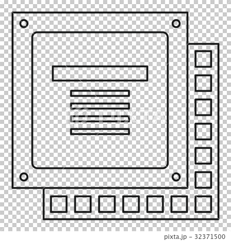 Computer CPU processor chip icon outline - Stock Illustration [32371500 ...
