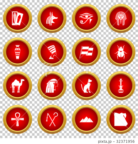 Egypt travel items icon red circle set - Stock Illustration [32371956 ...