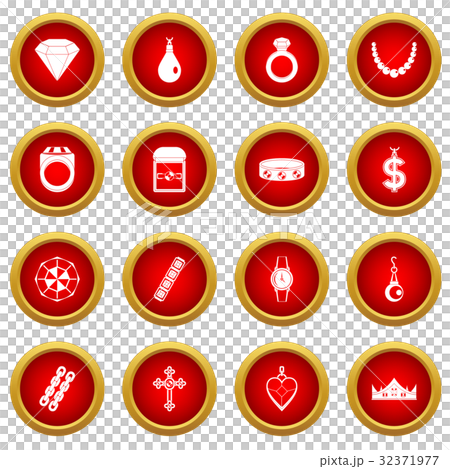 Jewelry items icon red circle set - Stock Illustration [32371977] - PIXTA