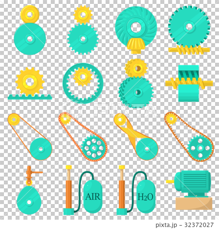 Moving mechanisms icons set, cartoon style - Stock Illustration ...