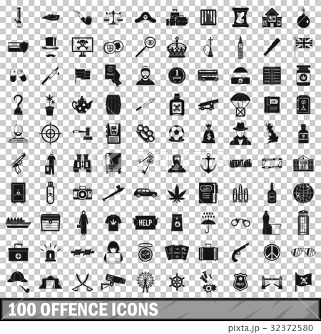 100 offence icons set, simple style - Stock Illustration [32372580] - PIXTA