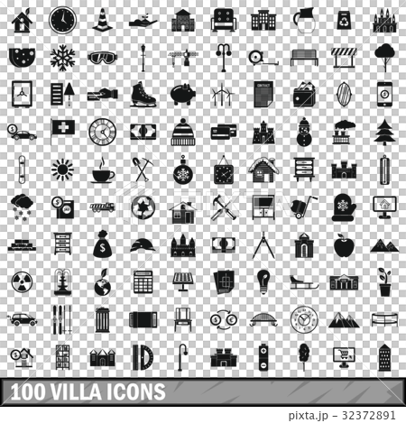100 villa icons set, simple style - Stock Illustration [32372891] - PIXTA