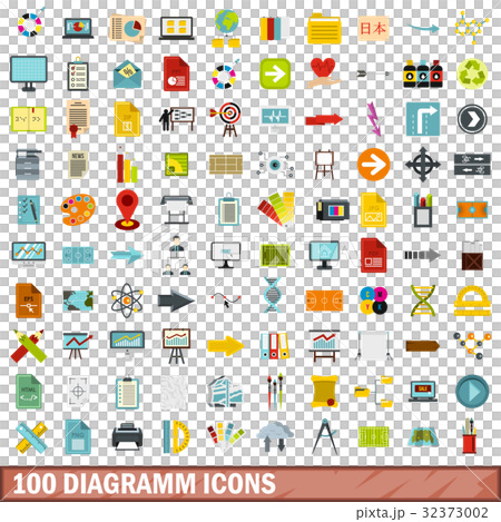 100 diagramm icons set, flat style - Stock Illustration [32373002] - PIXTA