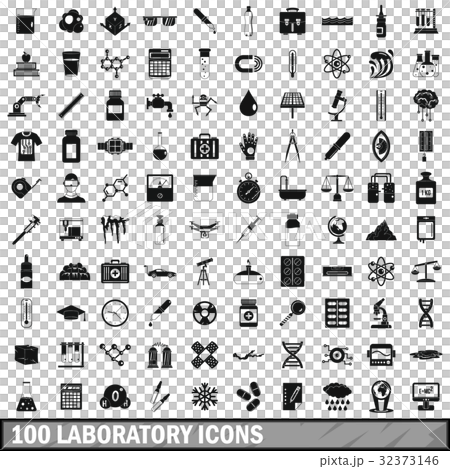100 laboratory icons set, simple style - Stock Illustration [32373146 ...
