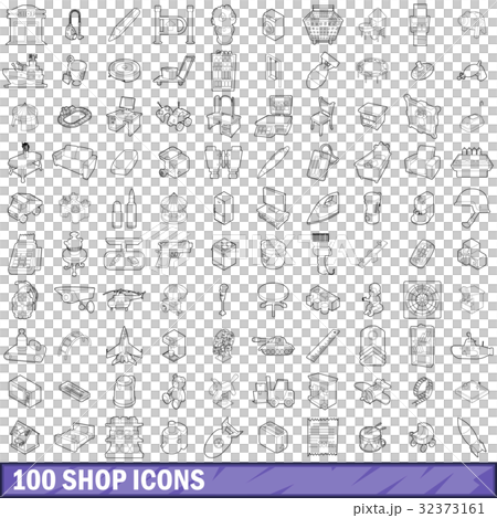 100 shop icons set, outline style - Stock Illustration [32373161] - PIXTA