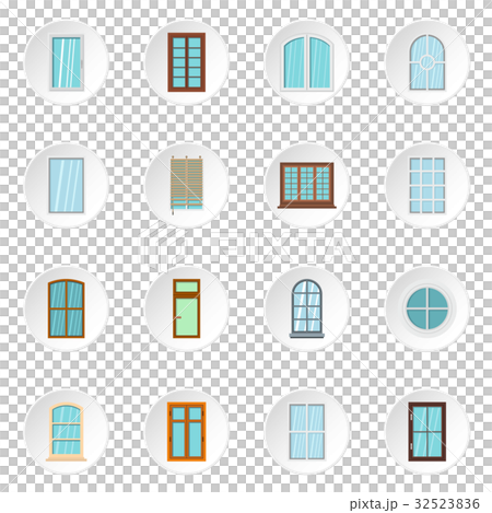 Plastic window forms icons set in flat style - Stock Illustration ...