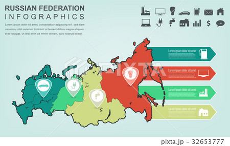 Russian Federation map with Infographic elementsのイラスト素材 [32653777] - PIXTA