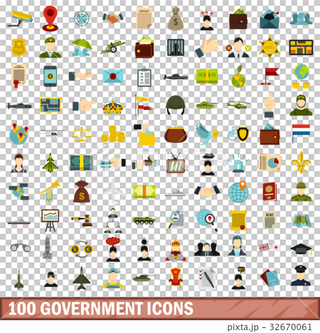 100 government icons set, flat styleのイラスト素材 [32670061] - PIXTA