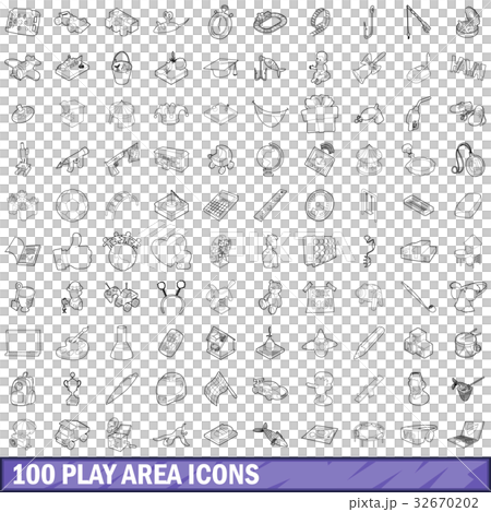 100 play area icons set, outline style - Stock Illustration [32670202 ...