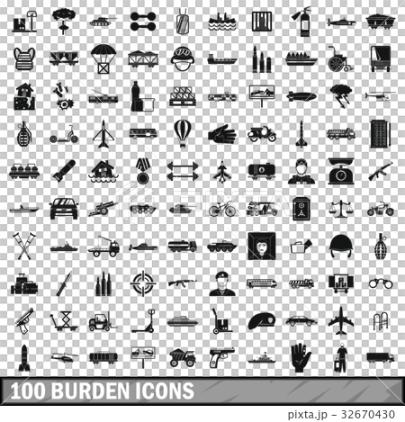 100 burden icons set, simple style - Stock Illustration [32670430] - PIXTA