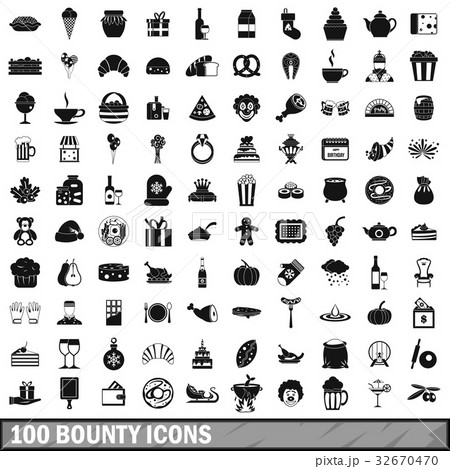 100 bounty icons set, simple styleのイラスト素材 [32670470] - PIXTA