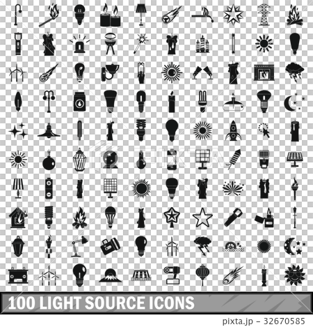 100 light source icons set, simple style - Stock Illustration [32670585 ...