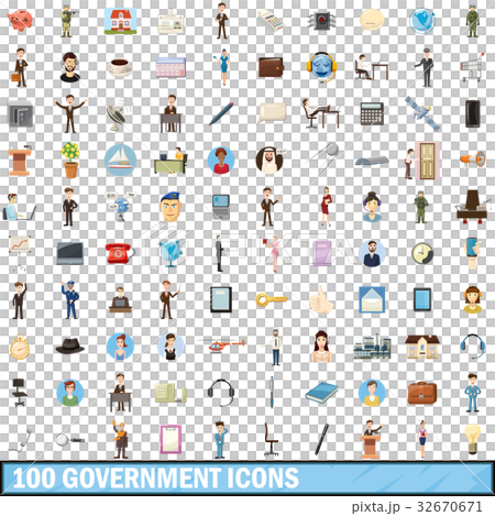 100 government icons set, cartoon style - Stock Illustration [32670671 ...