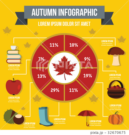 Autumn infographic concept, flat styleのイラスト素材 [32670675] - PIXTA
