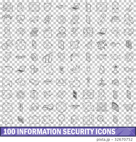 100 information security icons set, outline style - Stock Illustration ...