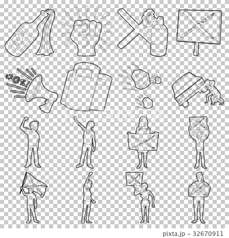Protest items icons set, outline style - Stock Illustration [32670911 ...