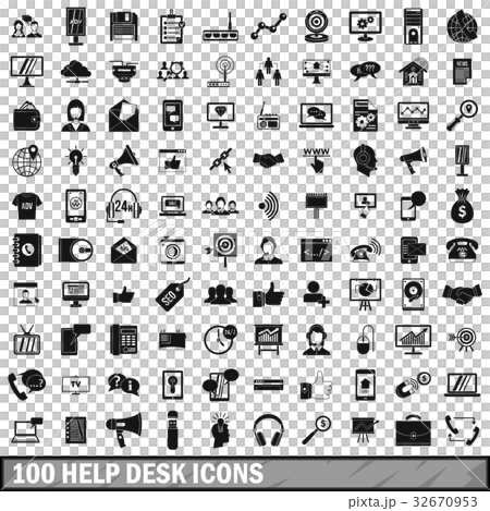 100 help desk icons set, simple style - Stock Illustration [32670953 ...