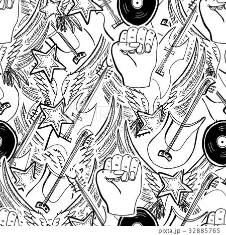 Vector cute rock and roll abstract background.のイラスト素材 [32885765] - PIXTA
