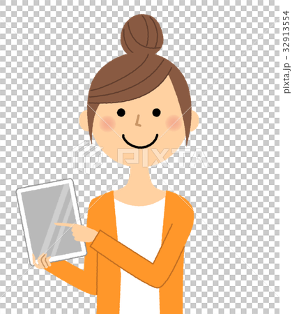 Young lady mama tablet - Stock Illustration [32913554] - PIXTA