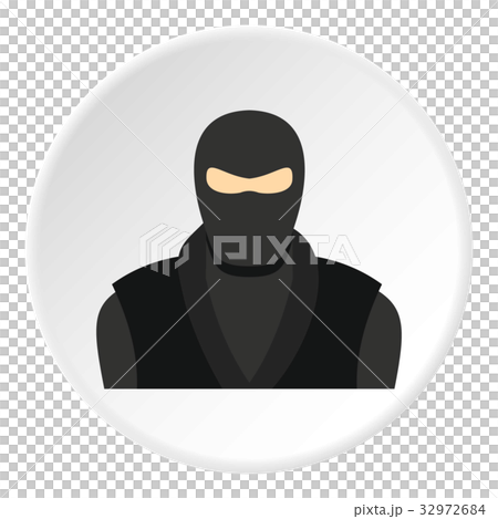 Ninja in black clothes and mask icon circle - Stock Illustration ...