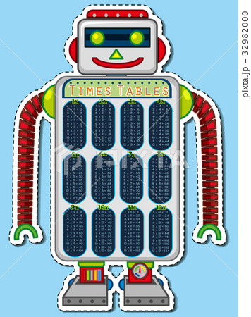 Times tables chart on robot toyのイラスト素材 [32982000] - PIXTA