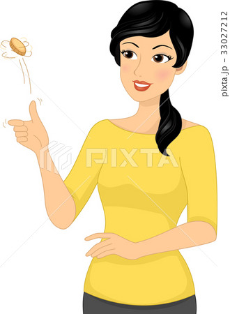 Girl Flip Coin Chancesのイラスト素材 [33027212] - PIXTA