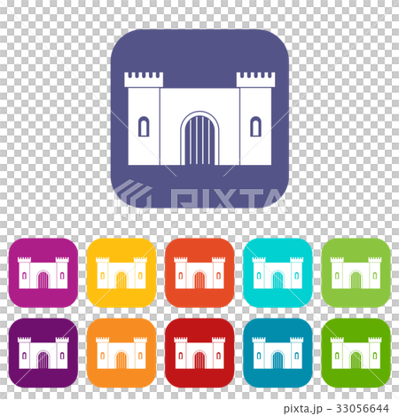 Fortress with gate icons set flat - Stock Illustration [33056644] - PIXTA