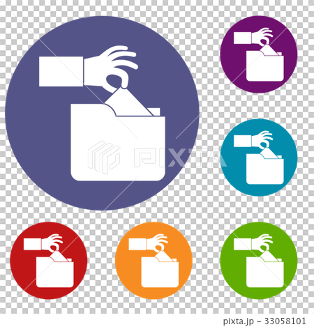 Robbery secret data in folder icons set - Stock Illustration [33058101 ...