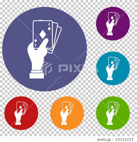 Hand holding playing cards icons set - Stock Illustration [33153225 ...