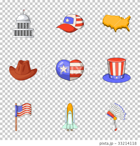 Love of America icons set, cartoon style - Stock Illustration [33214118 ...