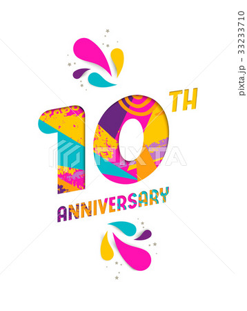 Happy 10 year anniversary paper cut greeting cardのイラスト素材 [33233710] - PIXTA