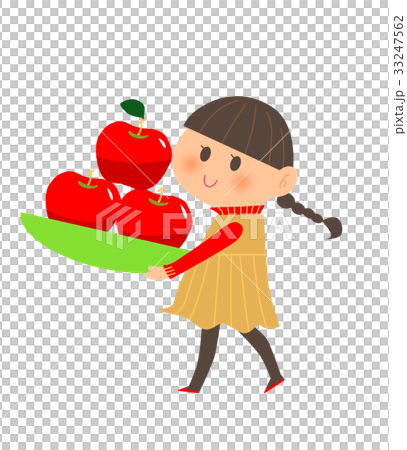 A girl with an apple - Stock Illustration [33247562] - PIXTA