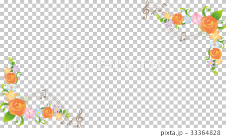 Decorative frame with flowers and music notes - Stock Illustration ...