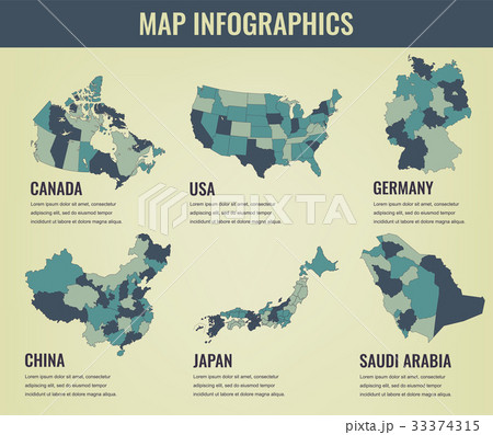 Country maps infographic template. USA, Japanのイラスト素材 [33374315] - PIXTA