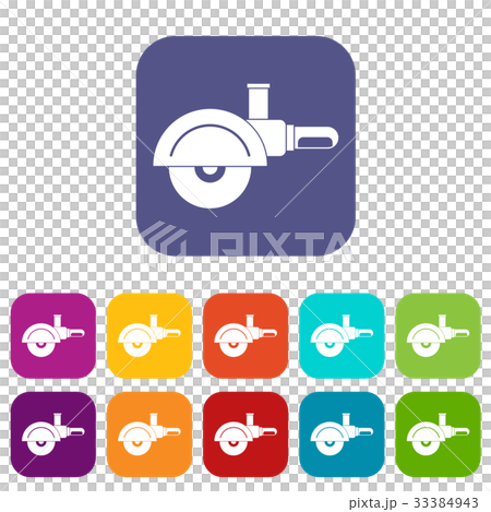 High speed cut off machine icons set flat - Stock Illustration ...