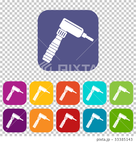 Hand draw rotary tattoo machine icons set flat - Stock Illustration ...