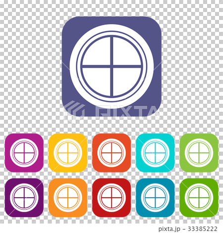 White round window icons set flat-插圖素材 [33385222] - PIXTA圖庫