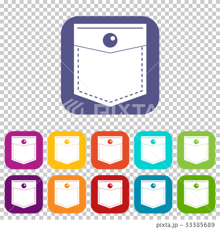 Black pocket symbol icons set flat - Stock Illustration [33385689] - PIXTA