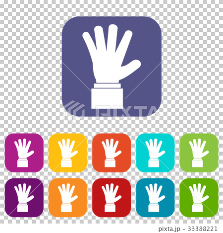 Hand showing five fingers icons set-插圖素材 [33388221] - PIXTA圖庫