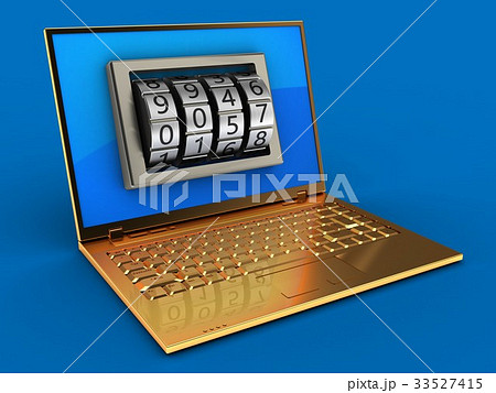 3d illustration of golden computer のイラスト素材 [33527415] - PIXTA