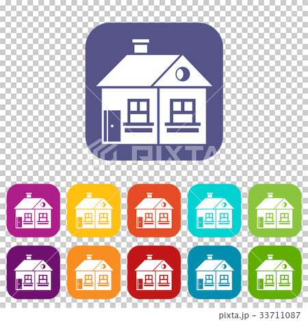 Large single-storey house icons set - Stock Illustration [33711087] - PIXTA