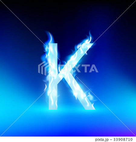 Letter K In Blue Fire