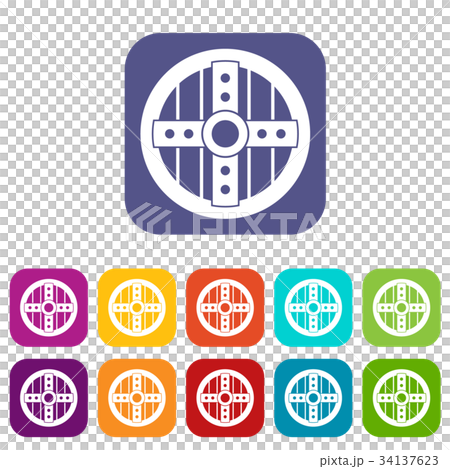 Round protective shield icons setのイラスト素材 [34137623] - PIXTA