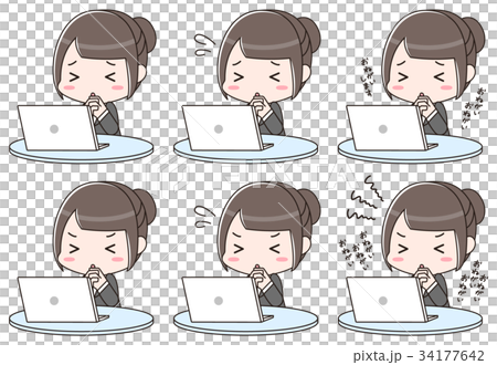 Women praying in front of a personal computer set - Stock Illustration ...