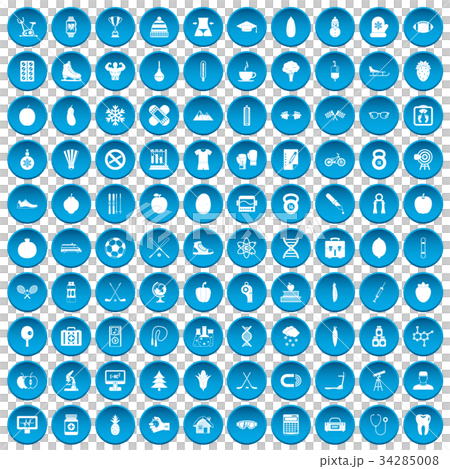 100 well person icons set blue - Stock Illustration [34285008] - PIXTA